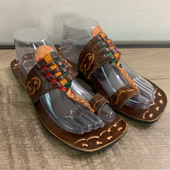 Hand Crafted | Shoes | Boho Mens Womens Brown Leather Hand Made Ethnic ...
